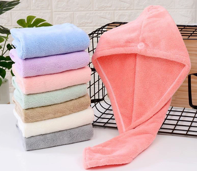 Microfiber Coral Fleece Hair Warp Towels Turban For Beauty And Salon ...